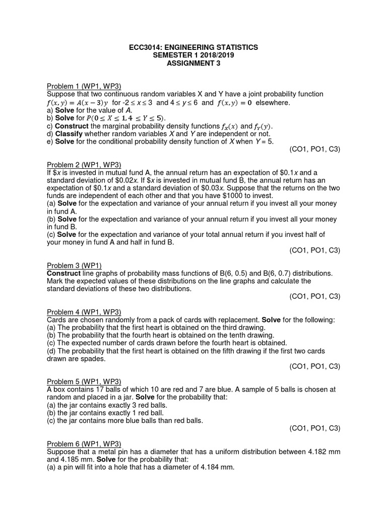 Engineering Statistics Problems | PDF | Expected Value | Poisson ...