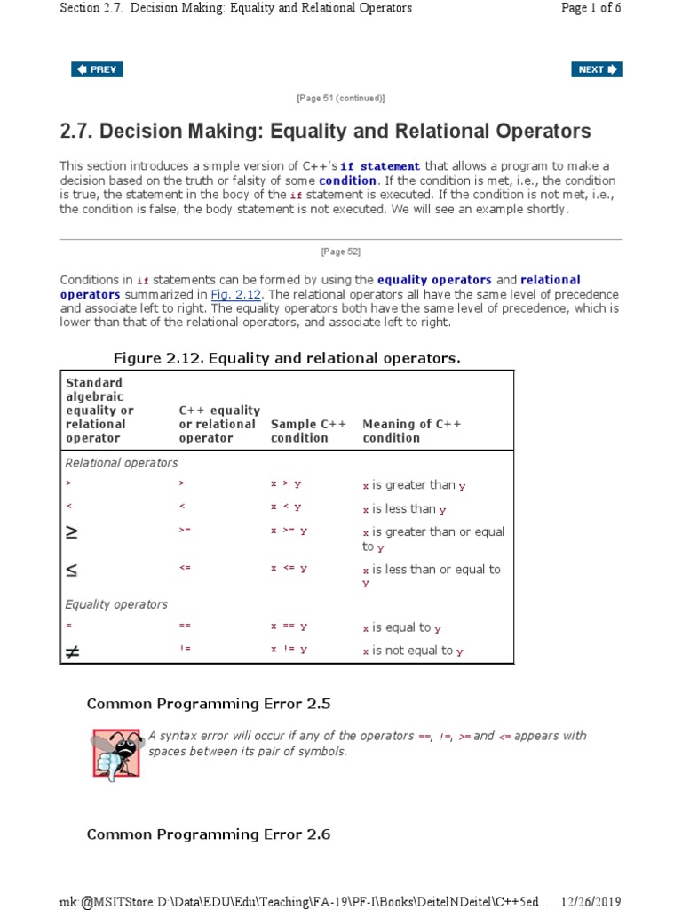 C++ Decision Making: Operators Explained | PDF | Software Engineering ...
