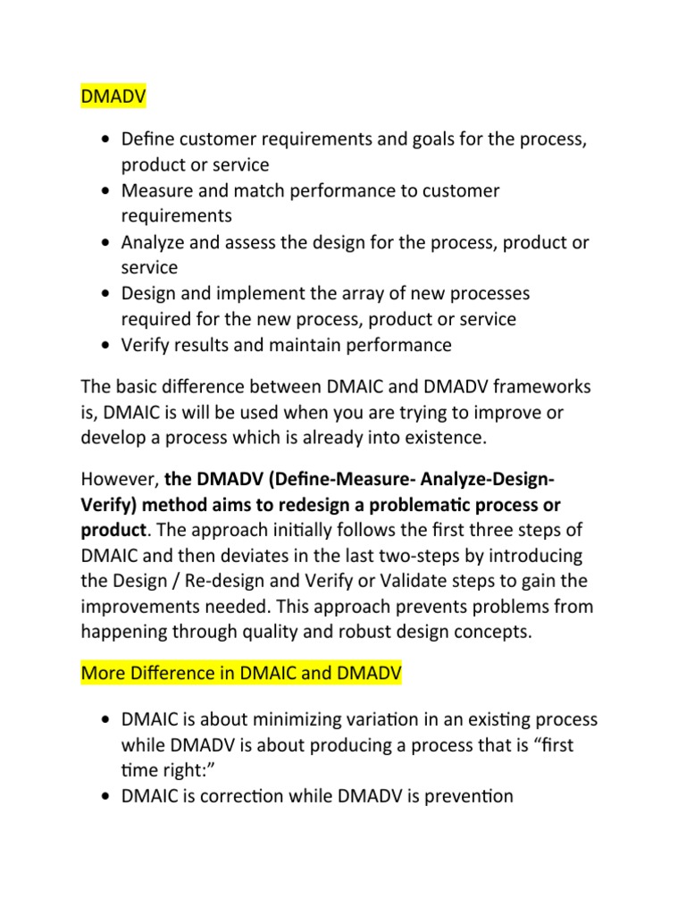 Understanding the Key Differences Between DMAIC and DMADV Process ...