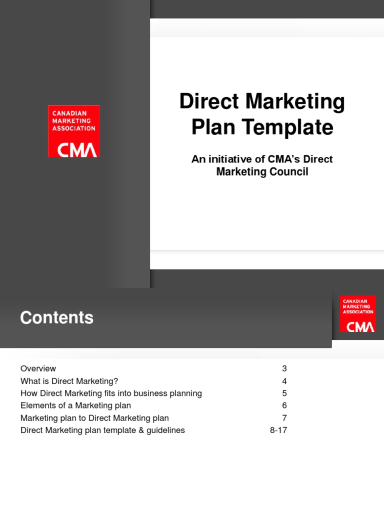 Direct Marketing Plan Template: An Initiative of CMA's Direct Marketing ...