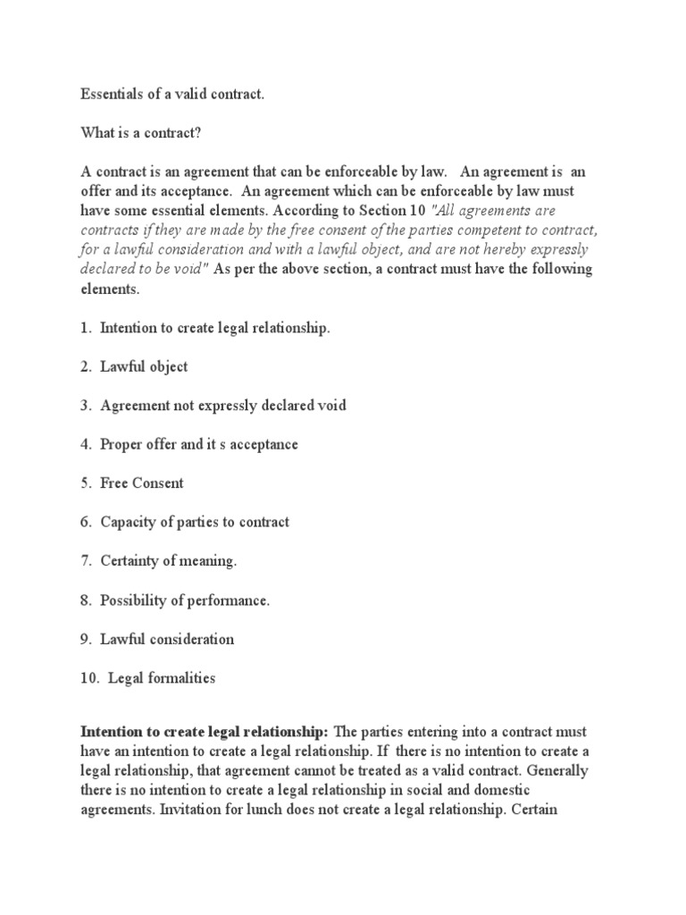 Intention To Create Legal Relationship: The Parties Entering Into A ...