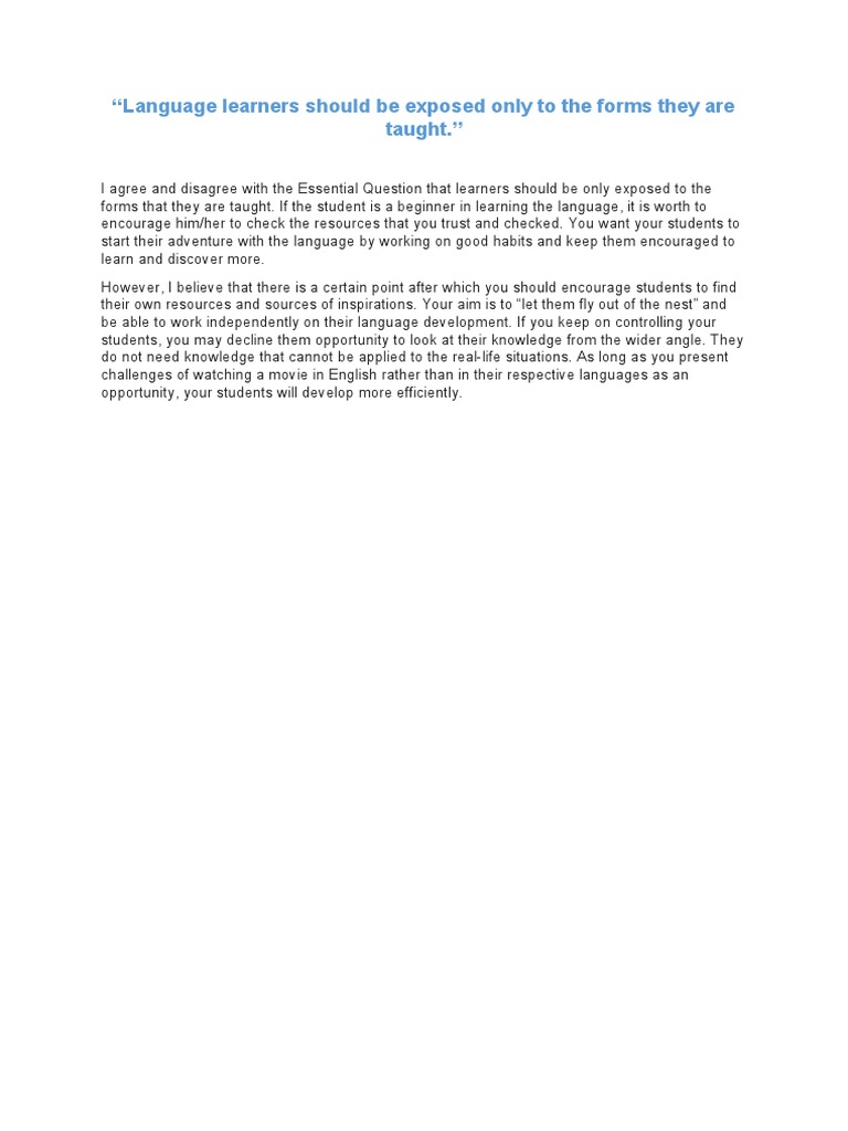 Balancing Exposure in Language Learning | PDF | Wellness