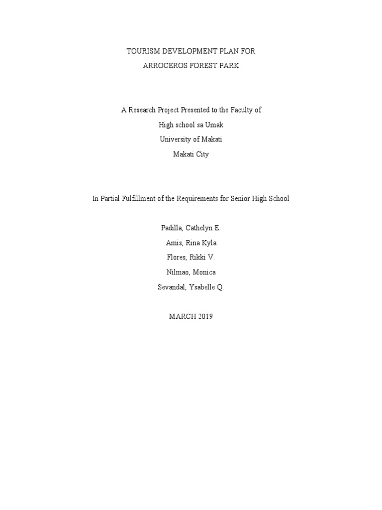 Tourism Development Plan for Arroceros | PDF | Philippines | Schools