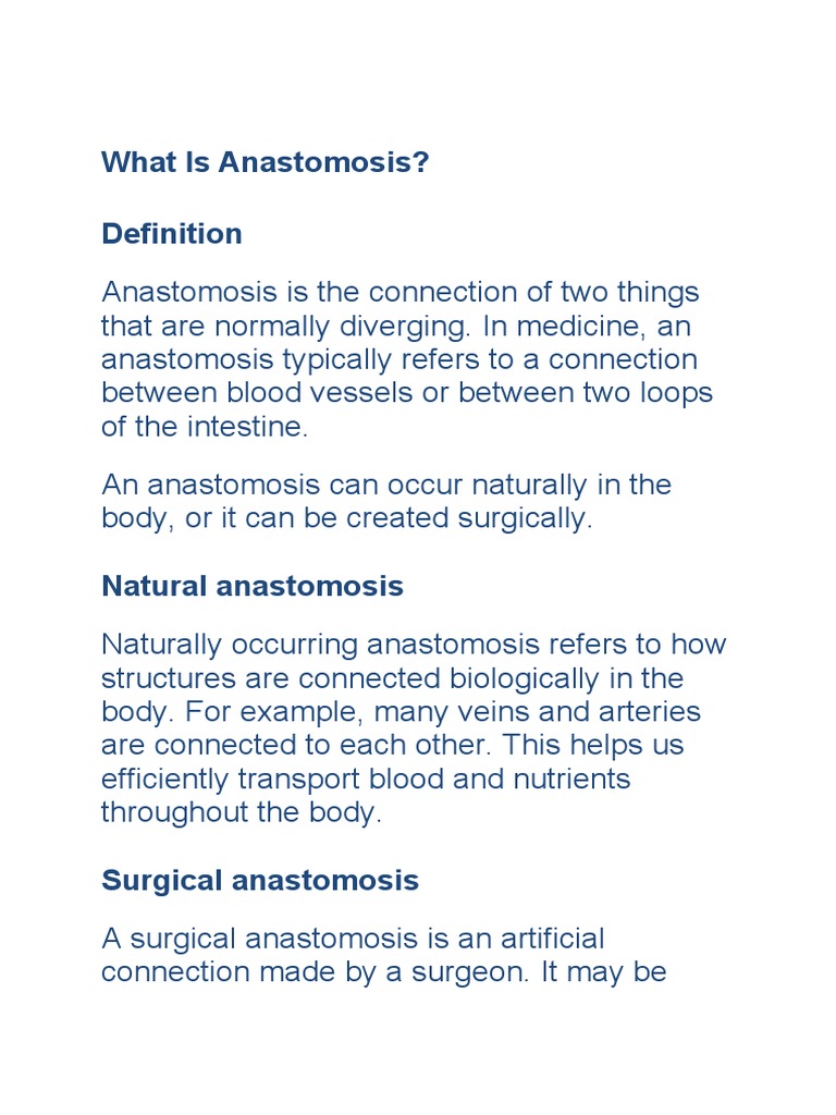 What Is Anastomosis | PDF | Crohn's Disease | Circulatory System