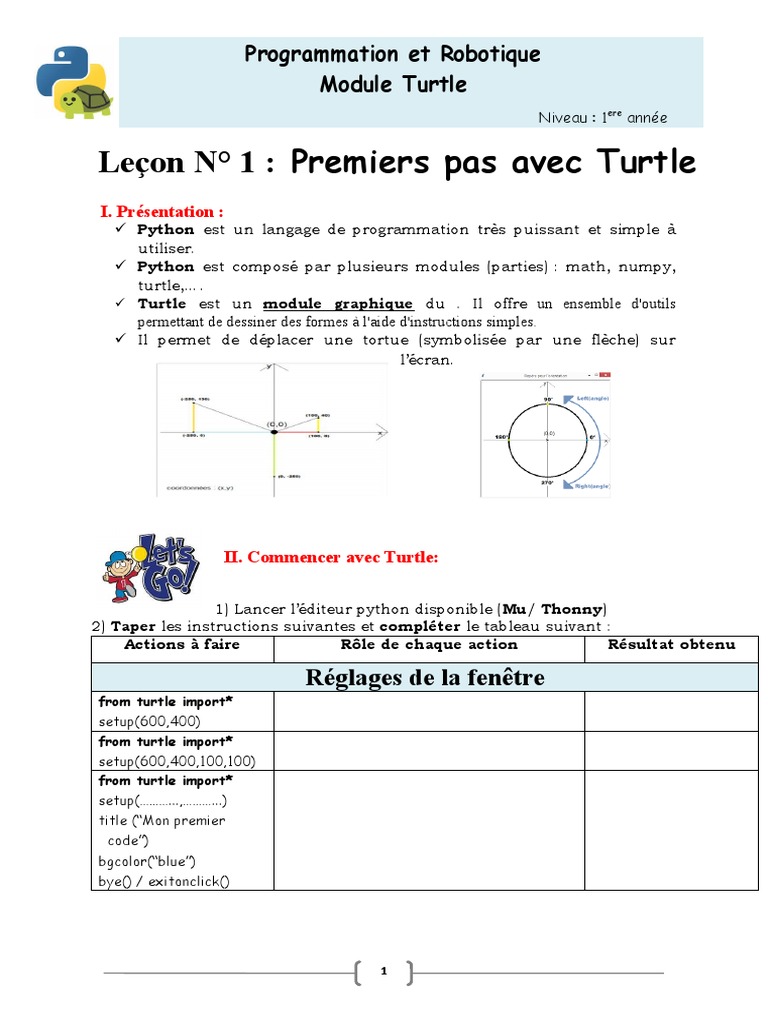 Cours1 Turtle 2021meddouha | PDF | Python (Langage de programmation) | Programmation informatique