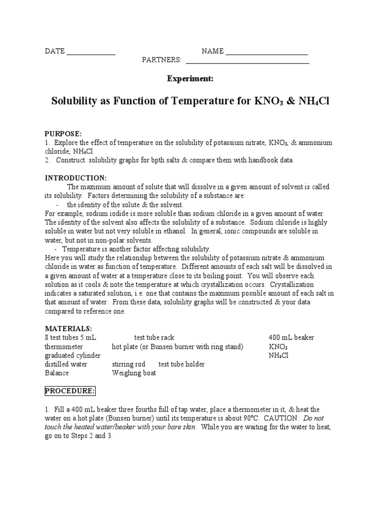 Sol Lab | PDF | Solubility | Salt (Chemistry)