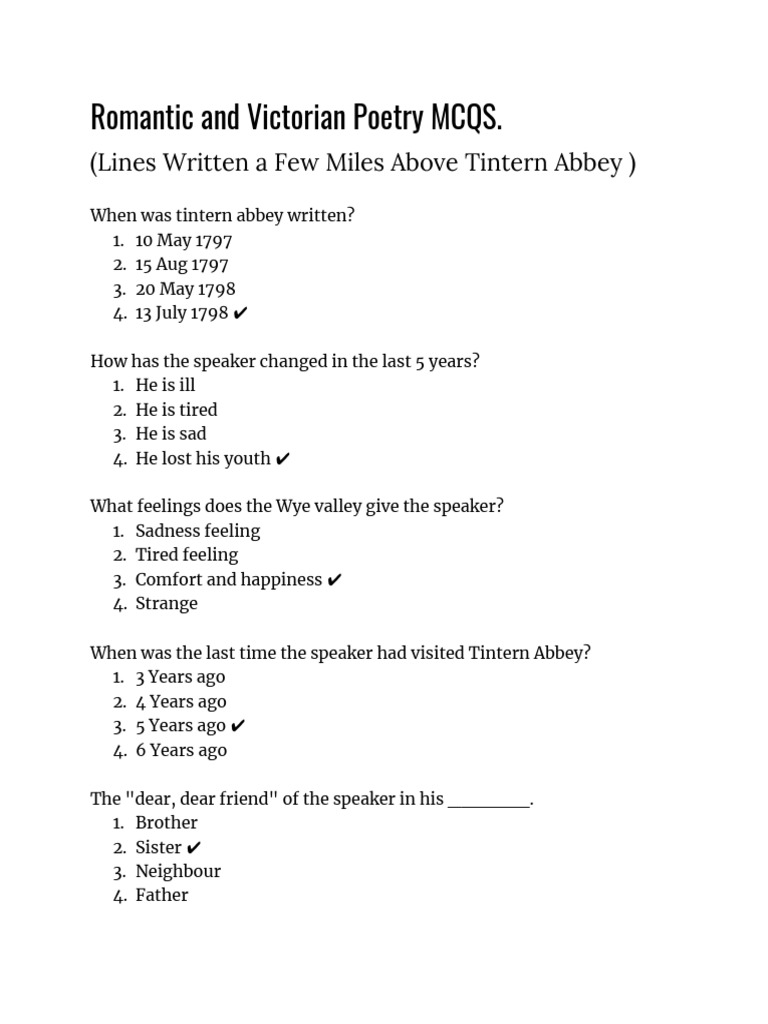 Poetry Quiz for Literature Students | PDF | Poetry