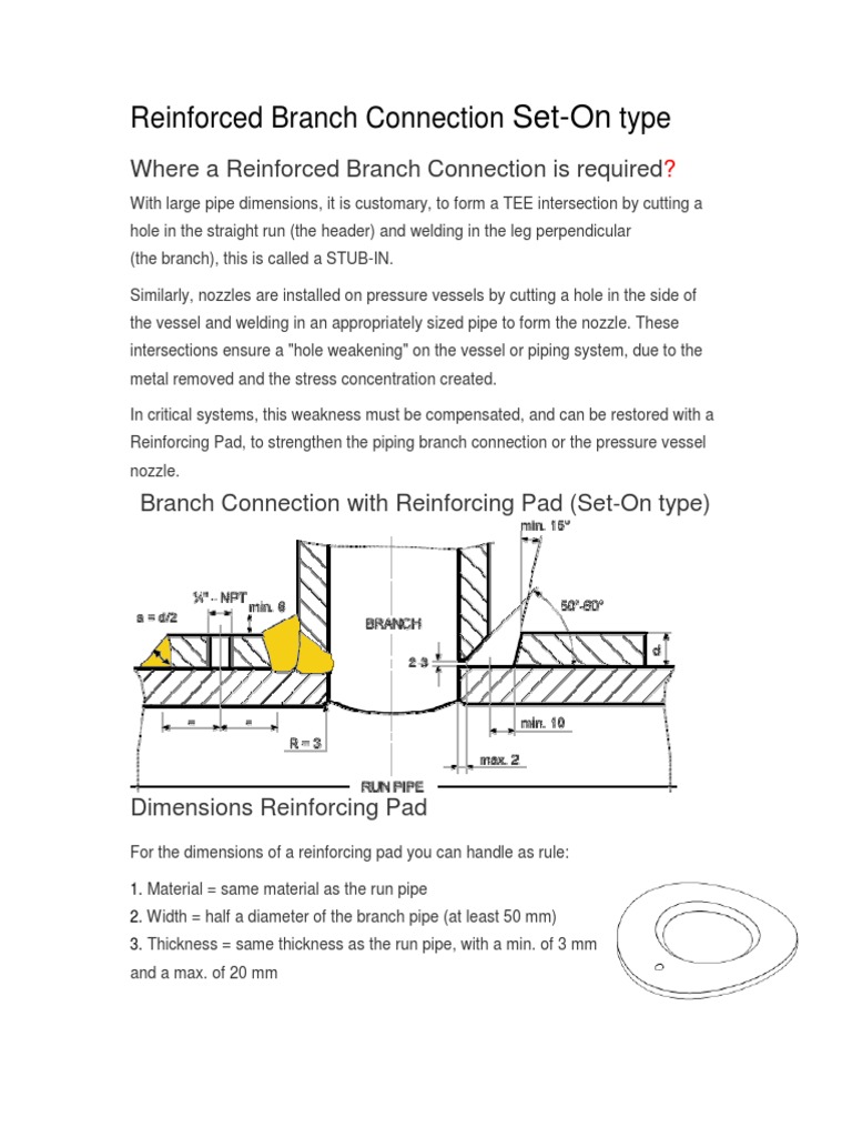 Reinforced Branch Connection Set-On Type | PDF | Pipe (Fluid Conveyance ...