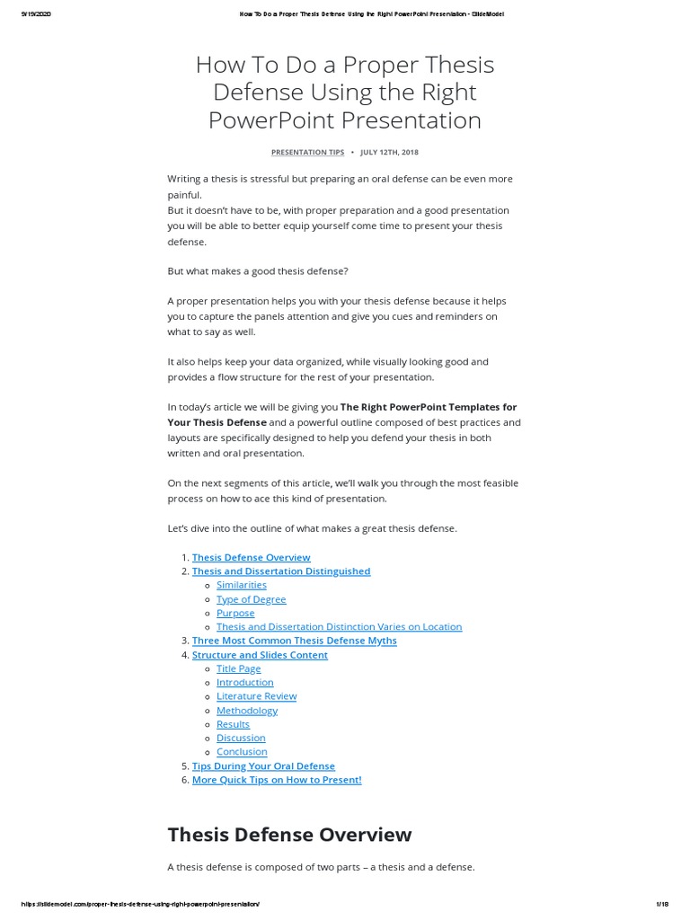 How To Do A Proper Thesis Defense Using The Right PowerPoint ...