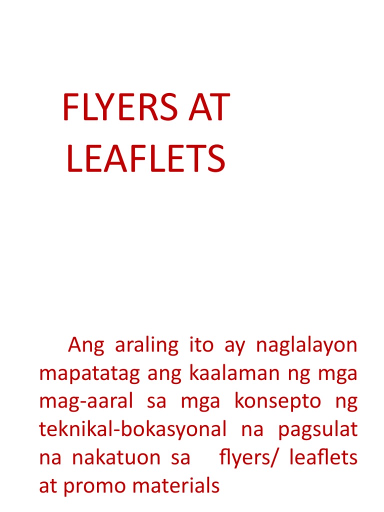 Flyers at Leaflets | PDF