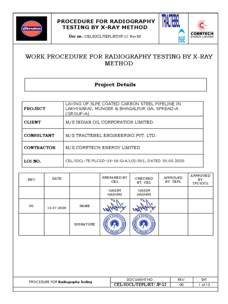 X-Ray Radiography Testing Procedure | PDF | Radiography ...