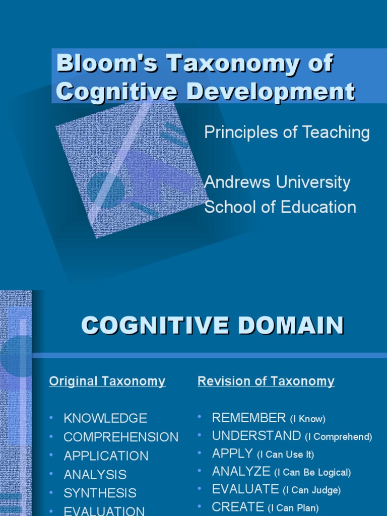 Bloom's Taxonomy of Cognitive Development | PDF | Behavior Modification ...