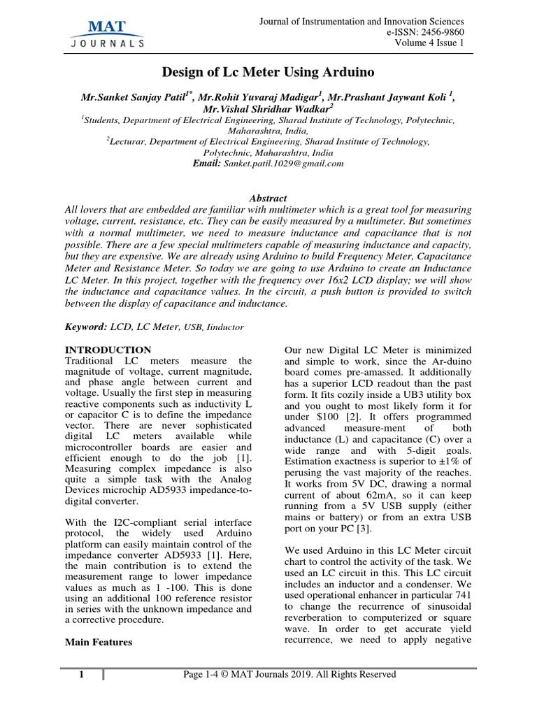 (1-4) DESIGN OF LC METER USING ARDUINO-format | PDF | Electrical ...