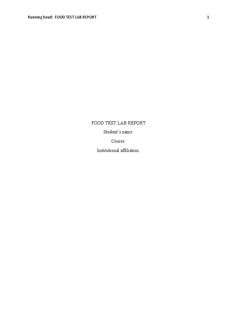 Running Head: Food Test Lab Report 1 | PDF | Chemistry | Physical Sciences