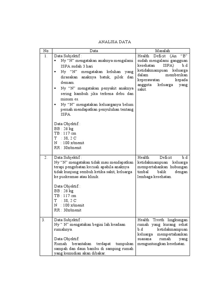 Analisa Data Ispa | PDF | Kesehatan Holistik