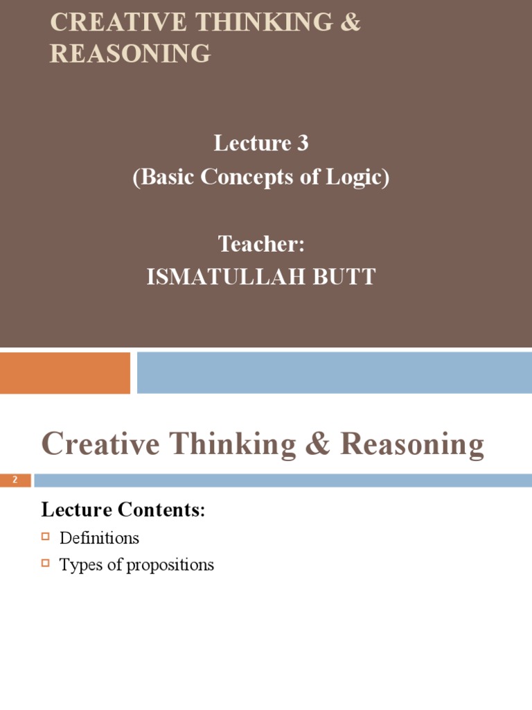 CTR-Lecture 3 (Basic Concepts of Logic) | PDF | Deductive Reasoning | Argument