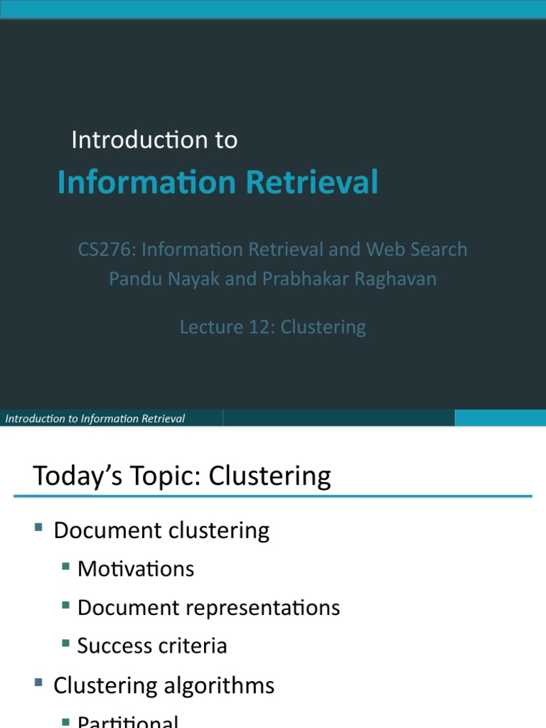 Introduction To: Information Retrieval | PDF | Cluster Analysis | Applied Mathematics