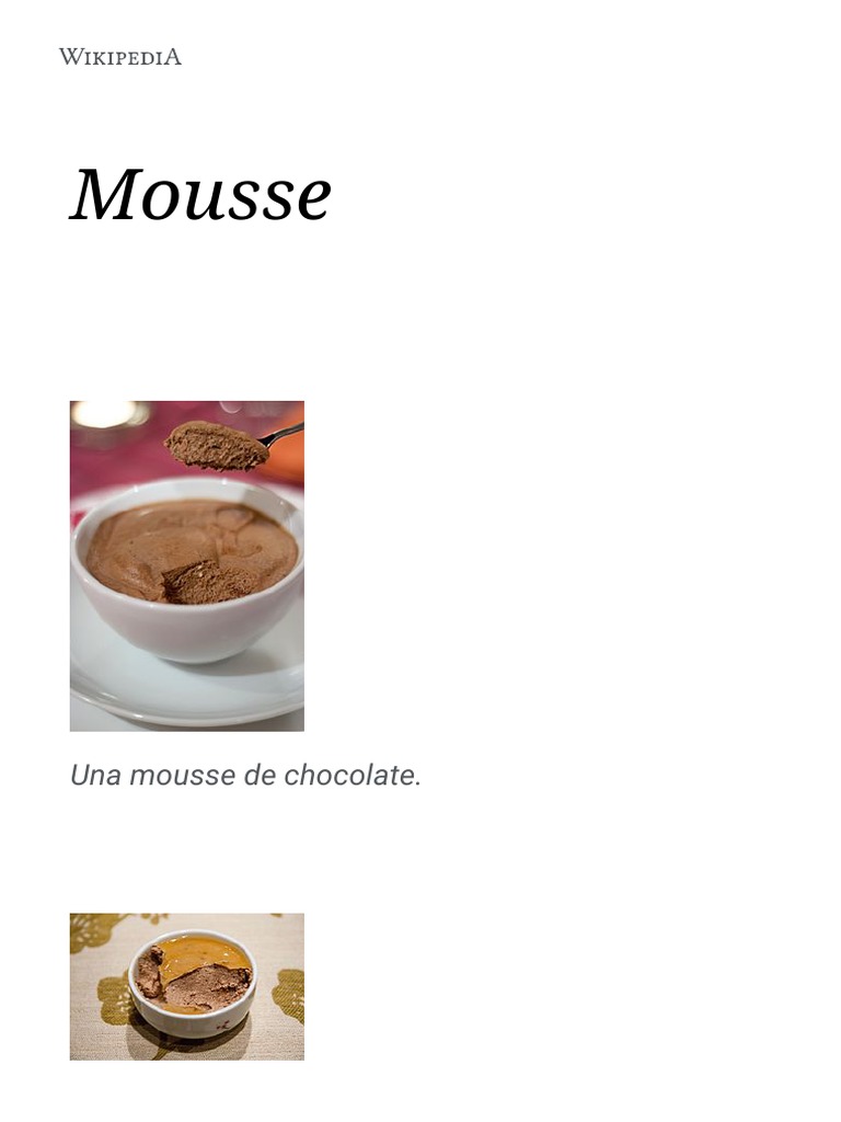 Mousse - Wikipedia, La Enciclopedia Libre | PDF | Alimentos | Comida y ...
