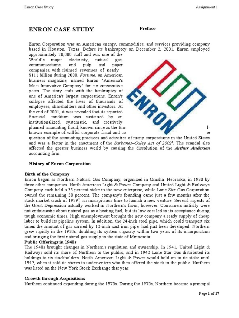 Enron Case Study Assignment | PDF | Financial Audit | Enron