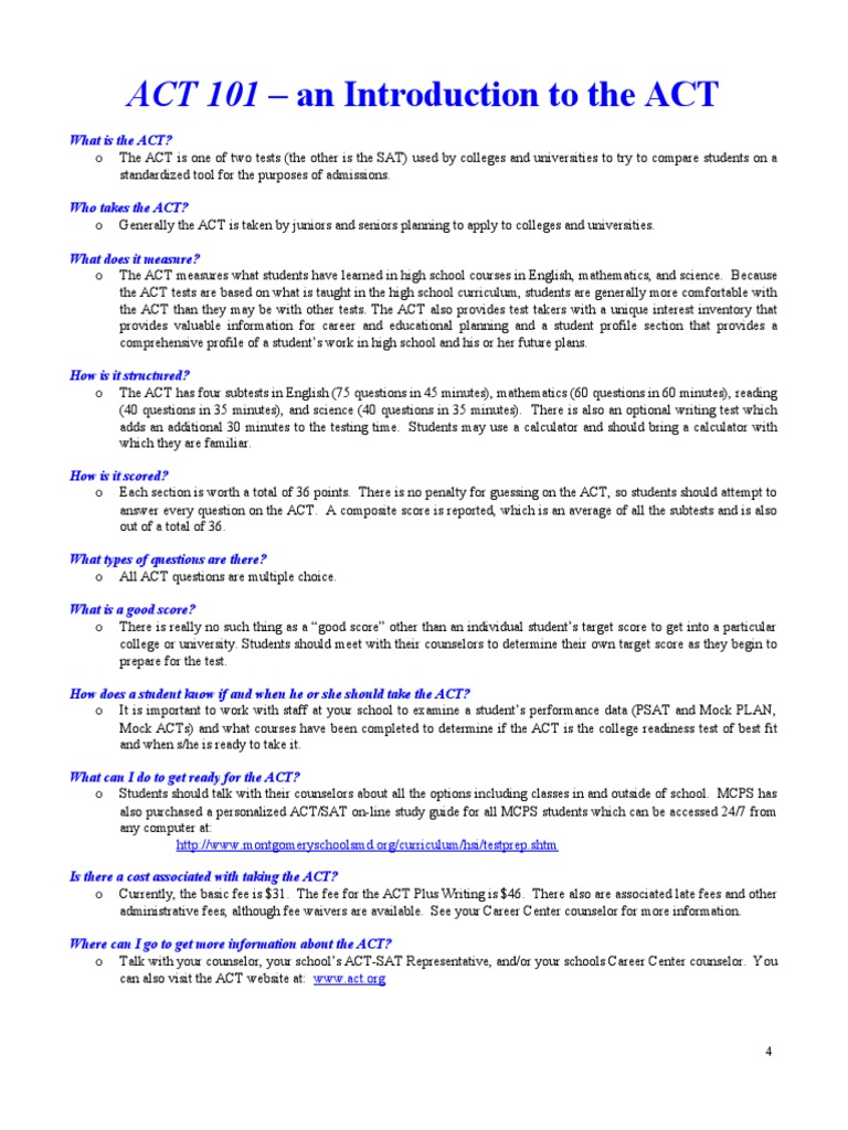 ACT, SAT, and ACCUPLACER Overview | PDF | Act (Test) | Sat