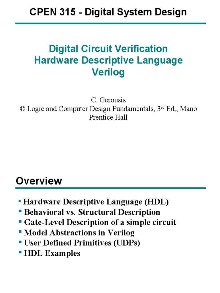 Digital Circuit Verification Hardware Descriptive Language Verilog | PDF | Hardware Description ...