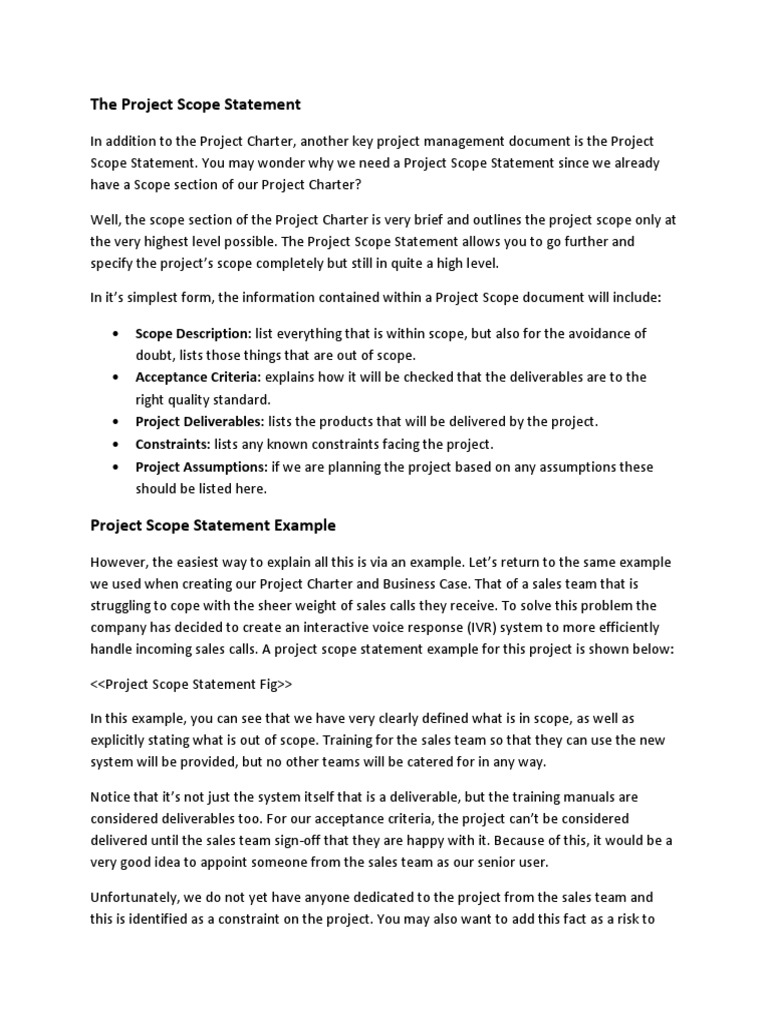Project Scope Statement | PDF | Cognition | Business