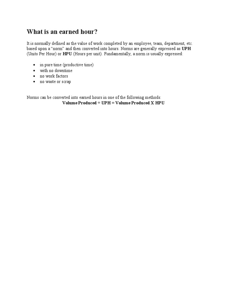 Understanding Earned Hours in Work | PDF
