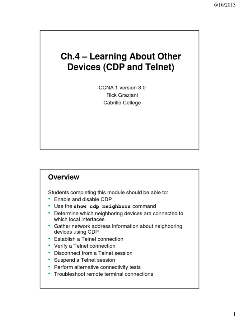 CDP & Telnet | PDF | Network Layer Protocols | Computer Architecture