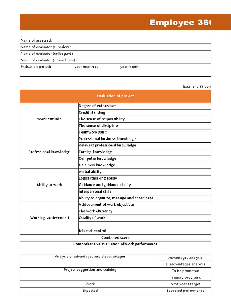 Employee 360-Degree Performance Evaluation Form | Download Free PDF ...