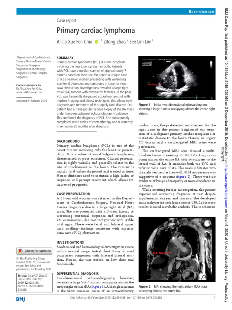 Primary Cardiac Lymphoma | PDF | Lymphoma | Heart