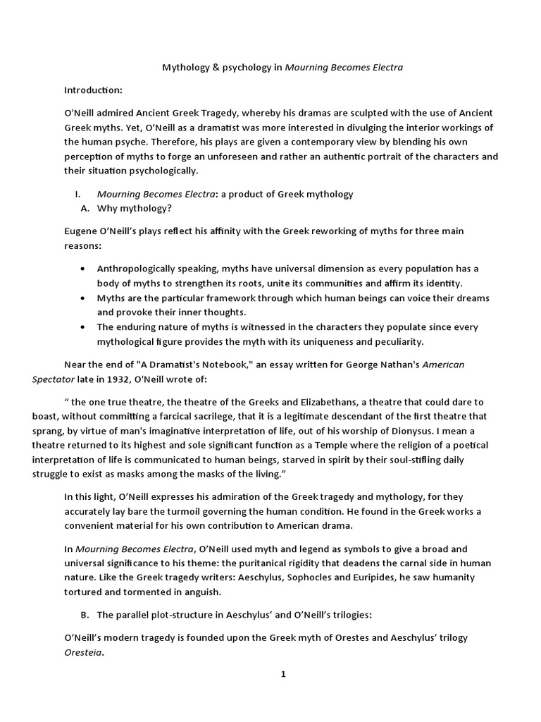 Mourning Becomes Electra: A Product of Greek Mythology | PDF | Oresteia ...