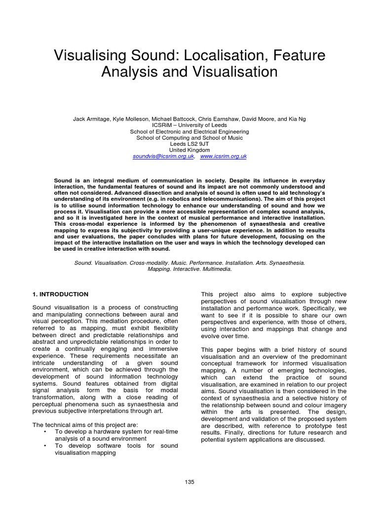 Visualising Sound: Localisation, Feature Analysis and Visualisation | PDF | Fast Fourier ...