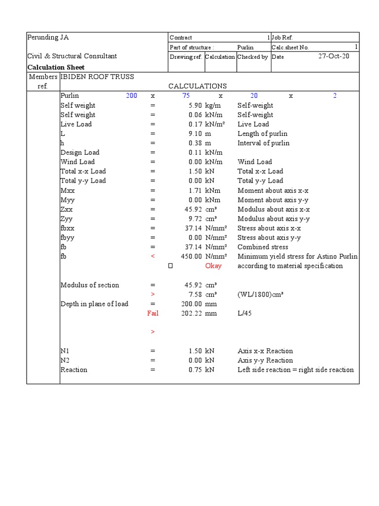 Purlin - Roof Design | PDF | Young's Modulus | Truss