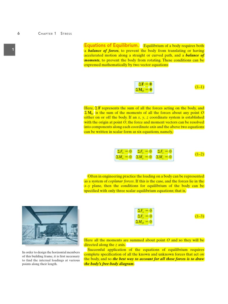 Equations of Equilibrium | PDF | Bending | Beam (Structure)