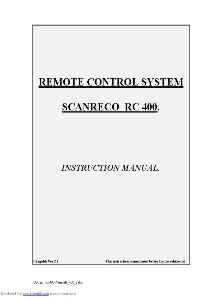 Remote Control System Scanreco RC 400.: Instruction Manual | PDF ...