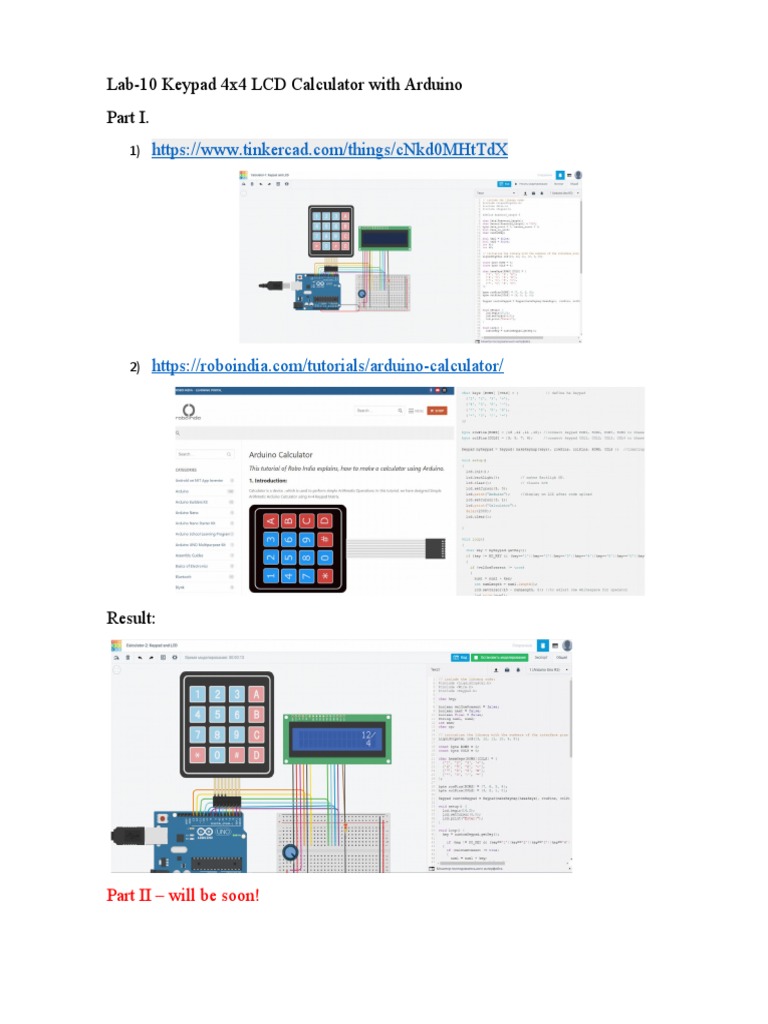 Lab-10 Keypad 4x4 LCD Calculator With Arduino: Part II - Will Be Soon ...