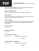 Plan Academy Earned Value Management Formulas Cheat Sheet | PDF