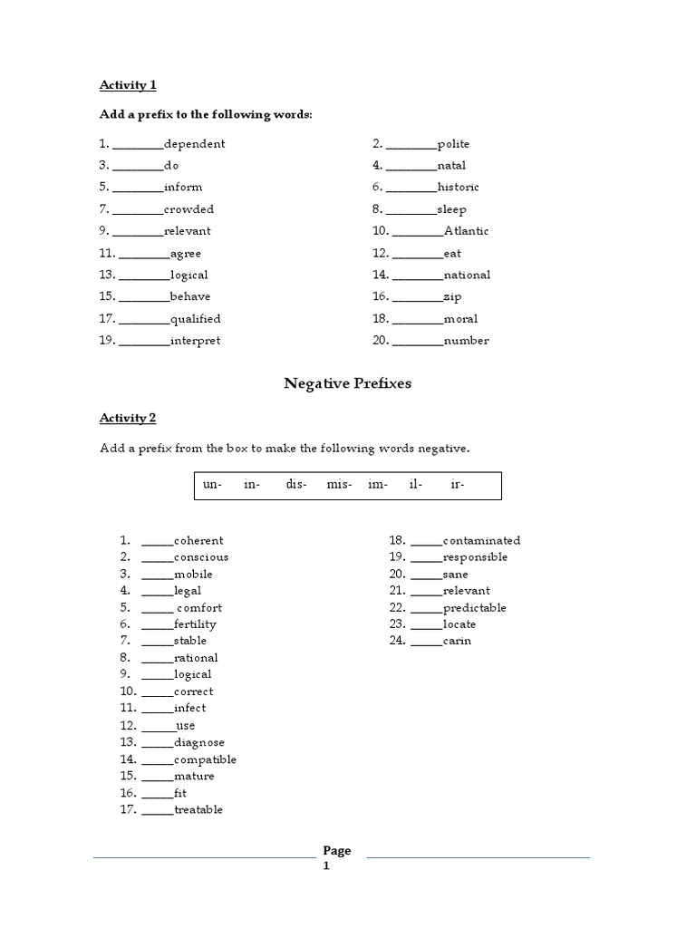 Word Formation Worksheet | PDF