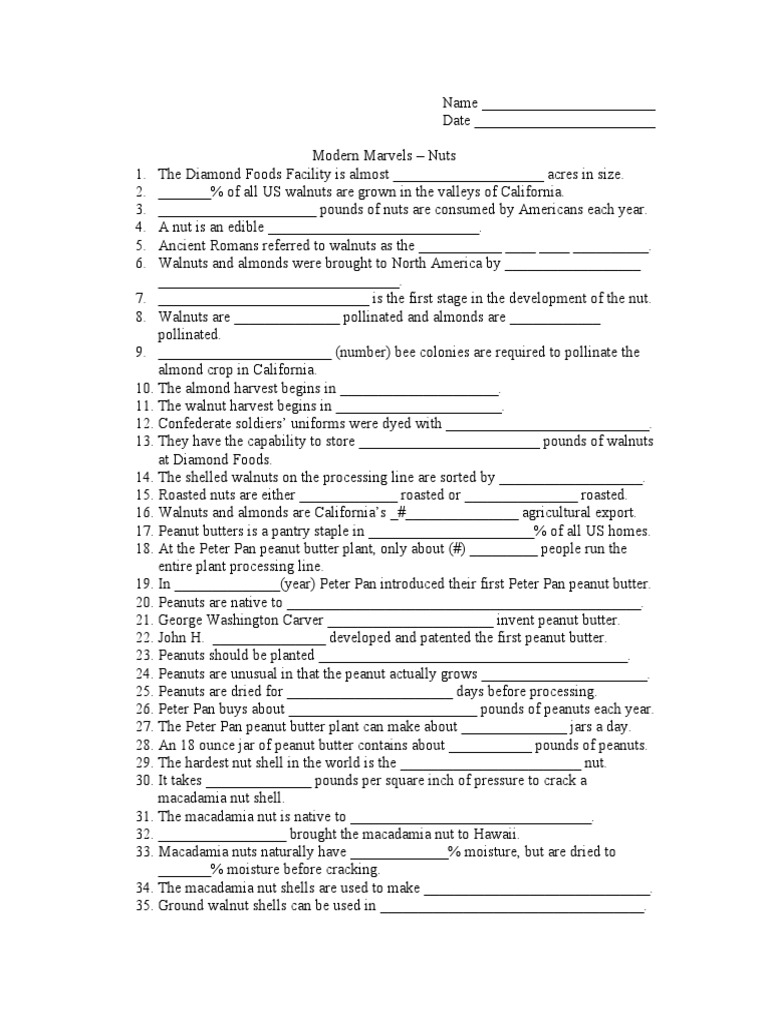 Modern Marvels - Nuts | PDF | Peanuts | Almond