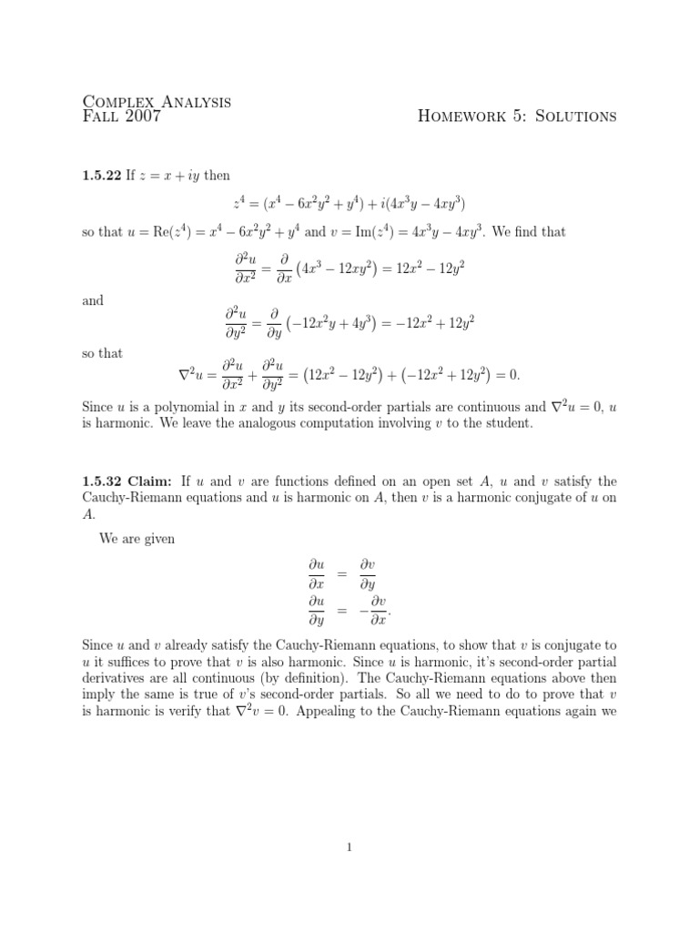 Complex Analysis Fall 2007 Homework 5: Solutions | PDF | Logarithm | Integral