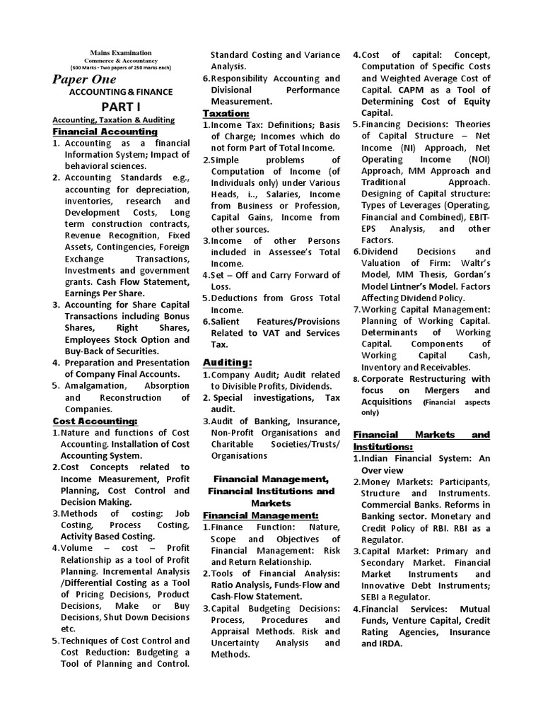 Commerce & Accountancy Syllabus Overview | PDF | Accounting | Income