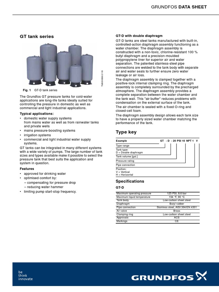 GT Tank Series: GT-D With Double Diaphragm | PDF | Pipe (Fluid ...