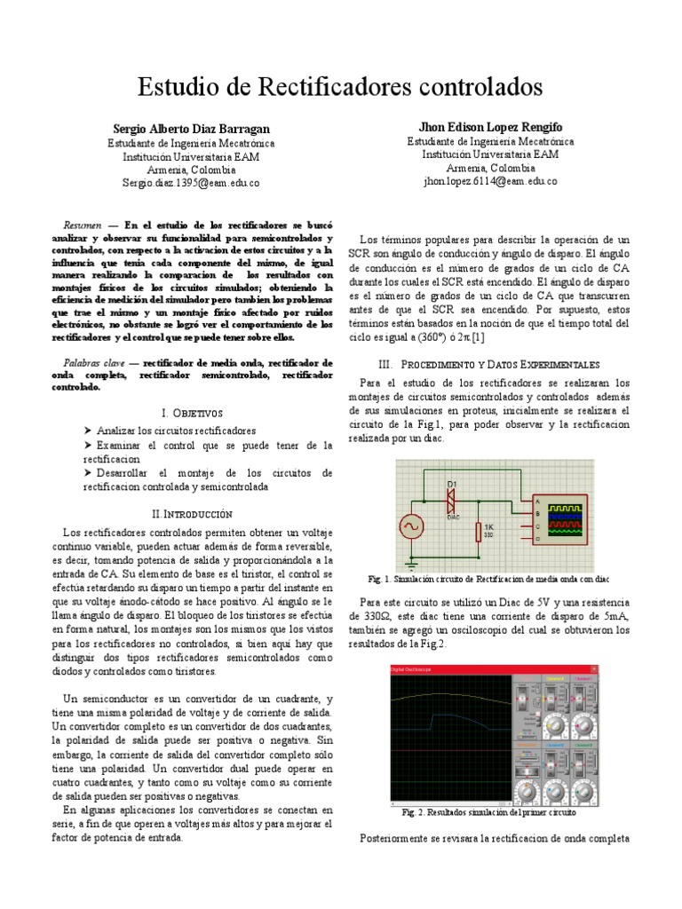 Informe Laboratorio Rectificadores Controlados | PDF | Rectificador | Electrónica de potencia