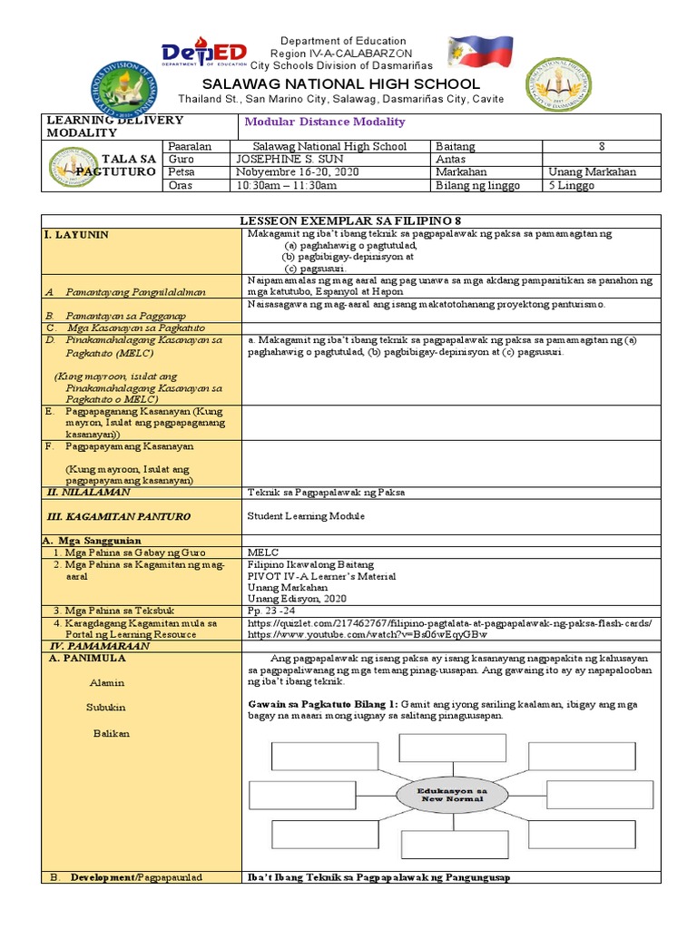 LE Template - Filipino | PDF