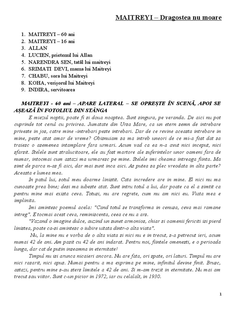 Scenariu Maitreyi | PDF