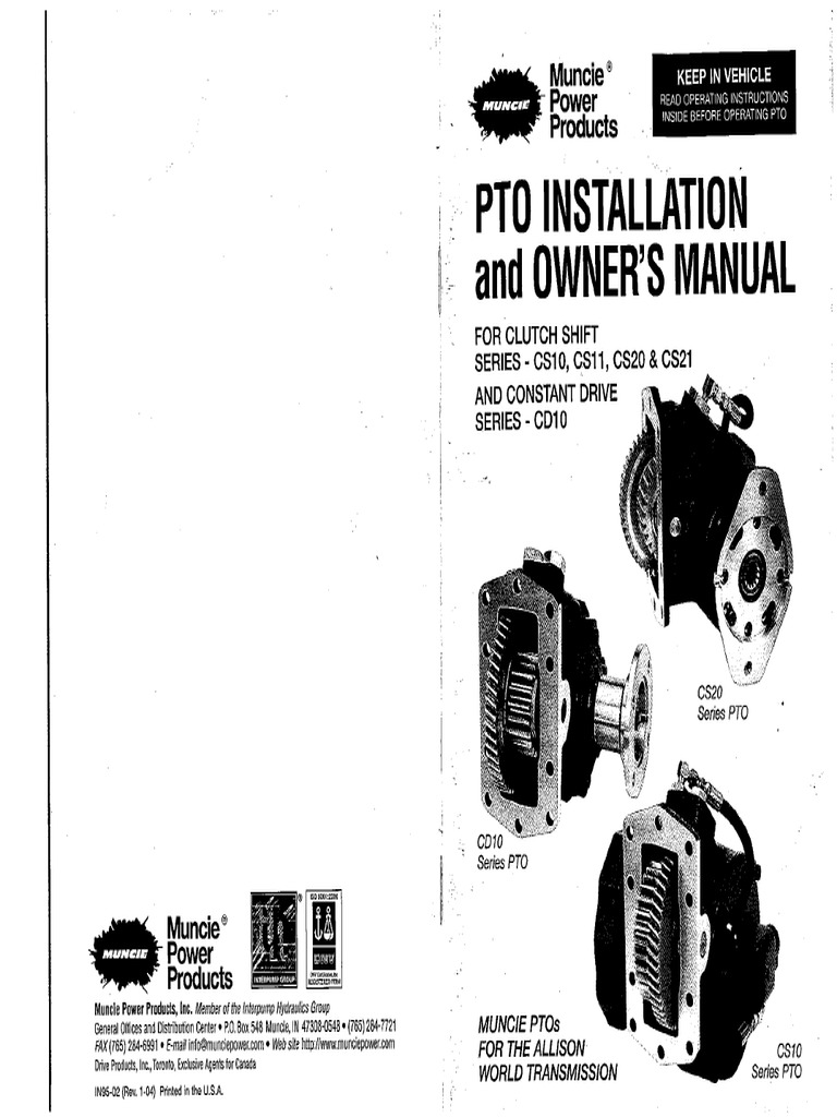 Pto Installation and Owers Manual | PDF