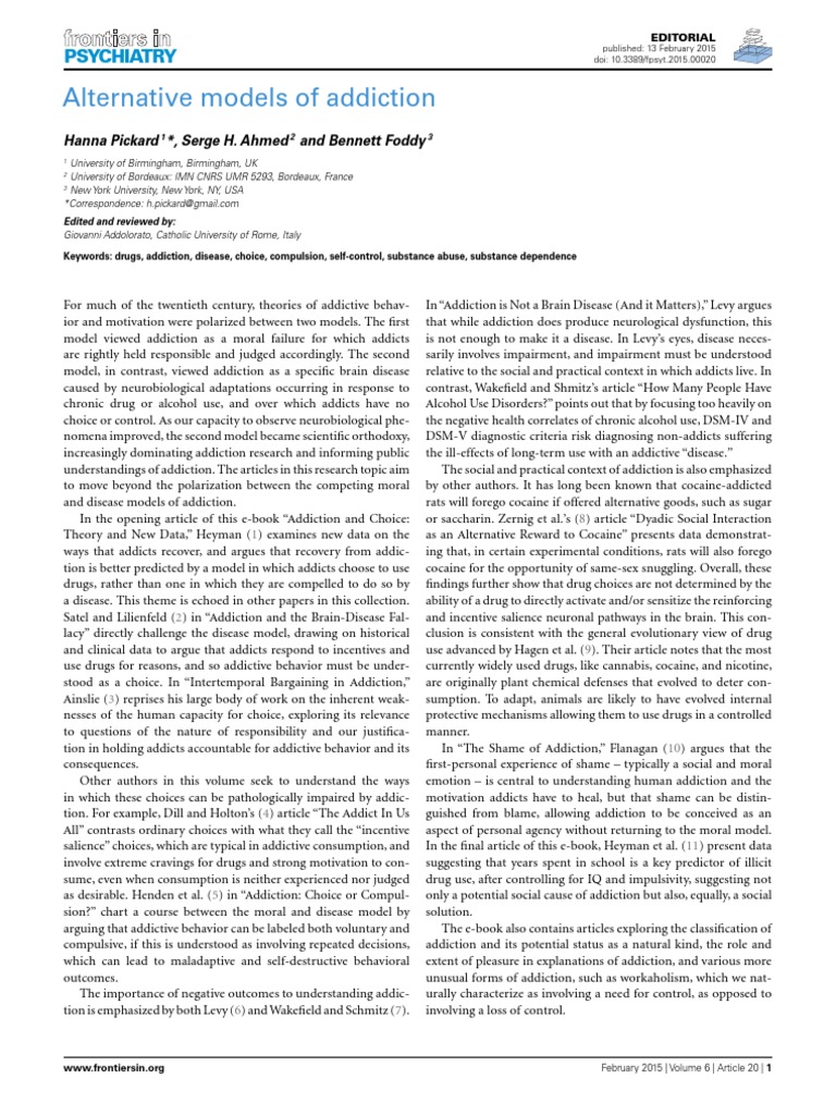 Alternative Models of Addiction: Psychiatry | PDF | Substance ...