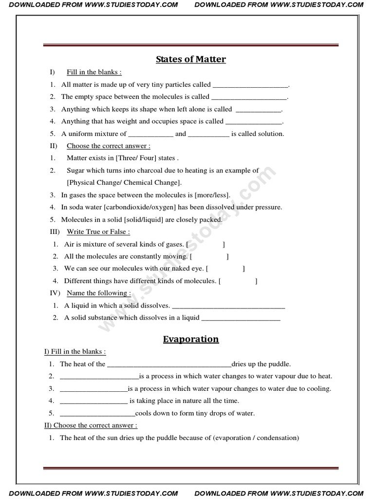 CBSE Class 4 Social Studies Worksheet PDF | PDF | Tooth | Liquids
