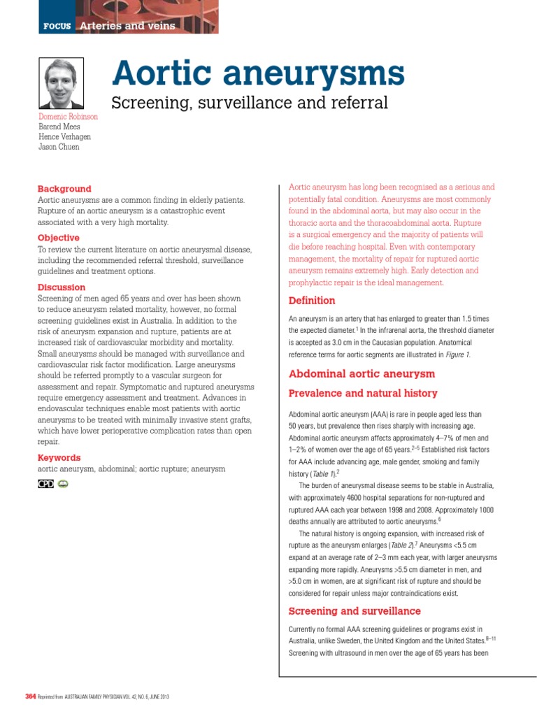 Aortic Aneurysms: Screening, Surveillance and Referral | PDF ...