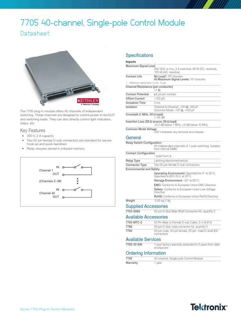 7705 40-Channel, Single-Pole Control Module: Datasheet | PDF | Business